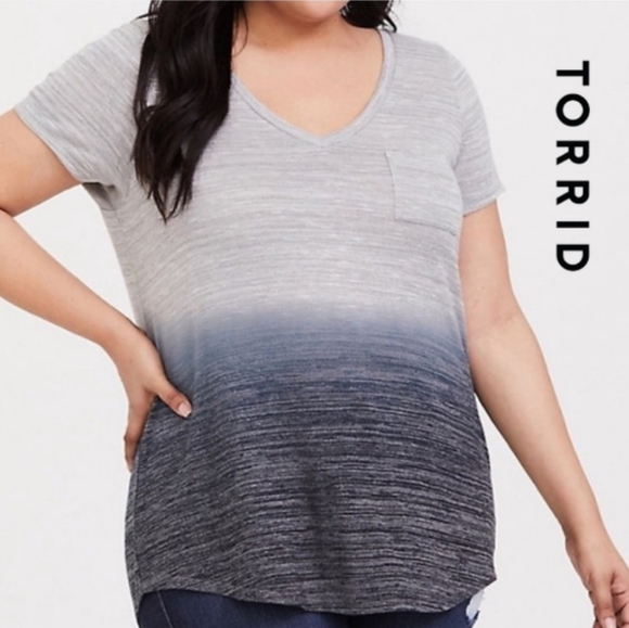 torrid | Tops | Torrid Ombre Top 2x Top Pocket Gray Blue | Poshmark